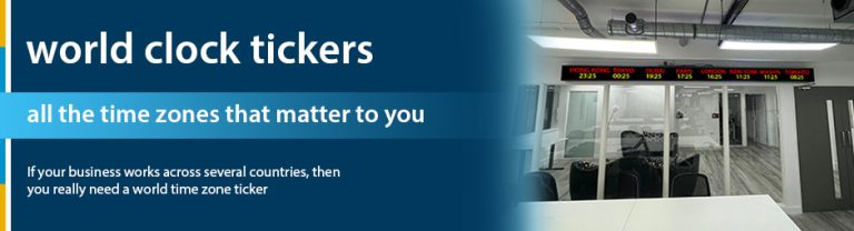 LED World Time Zone Tickers | LED World Clock Displays